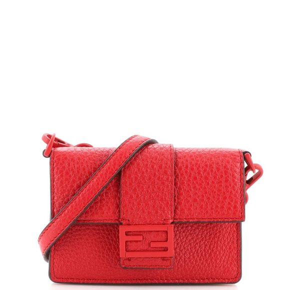 Fendi | Bags | Fendi Baguette Flat Pouch Bag Leather Micro Red | Poshmark